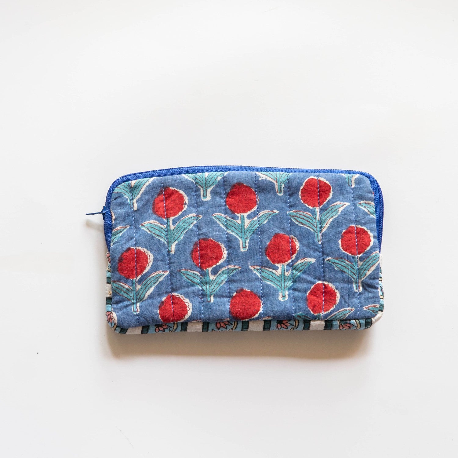 Blue & Red Buti Hand Blockprinted Wallet – House of Ekam