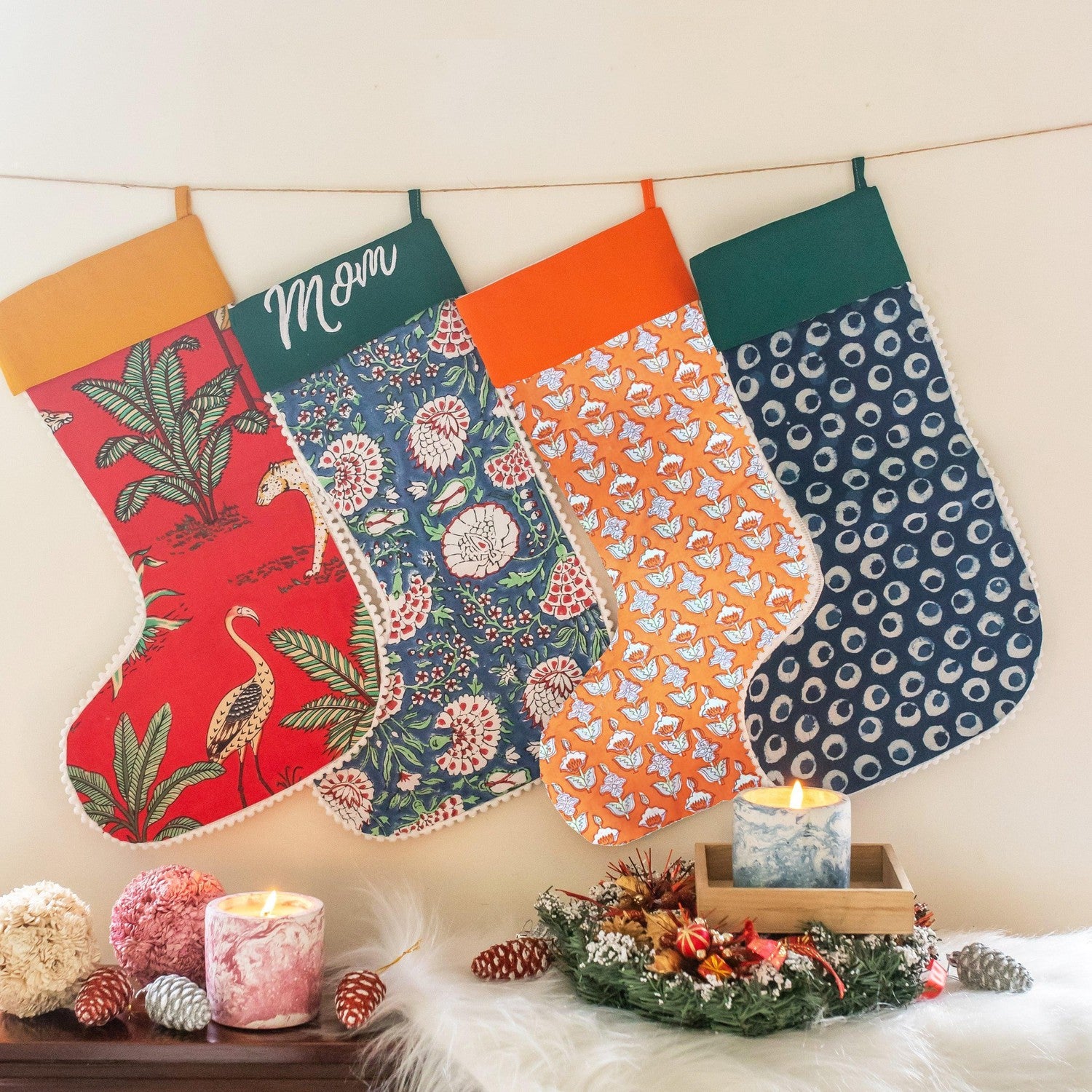 Custom Christmas Blockprint Stockings – House of Ekam