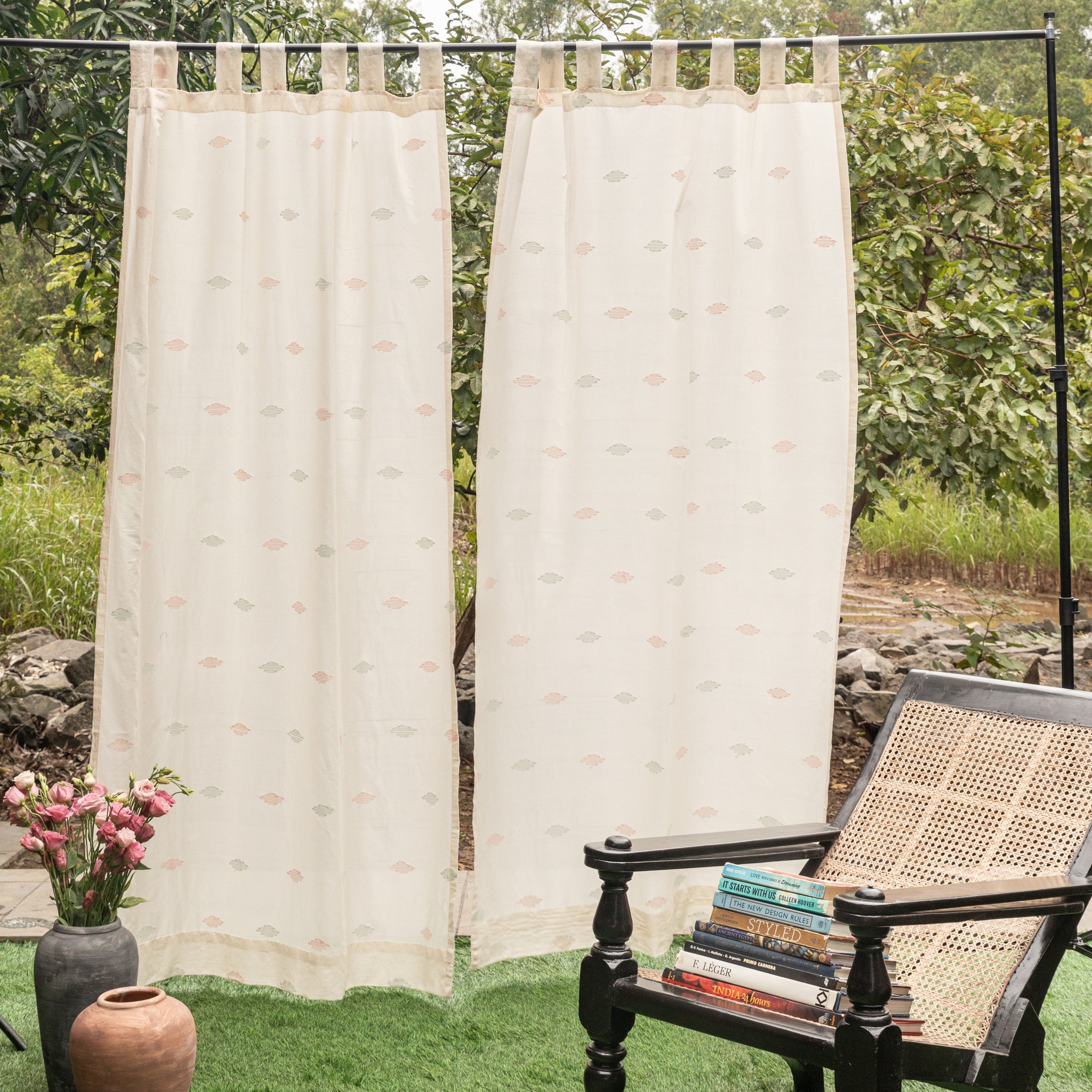 White Extra Weft Cotton Venkatgiri Sheer Handloom Curtain for Doors ...