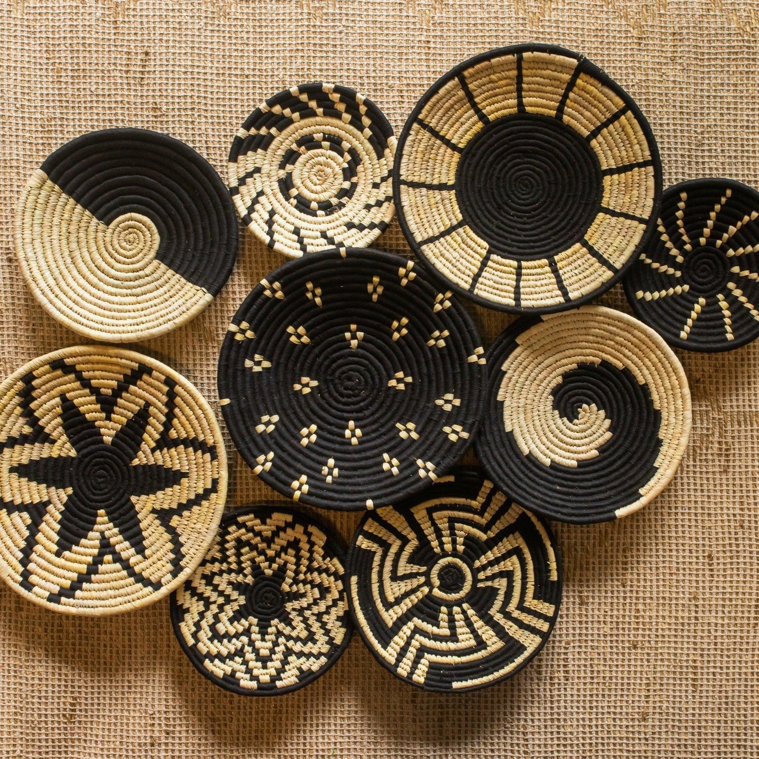 Multi color Starry Night 3.0 Handwoven Sabai Grass Wall Baskets - Wall ...